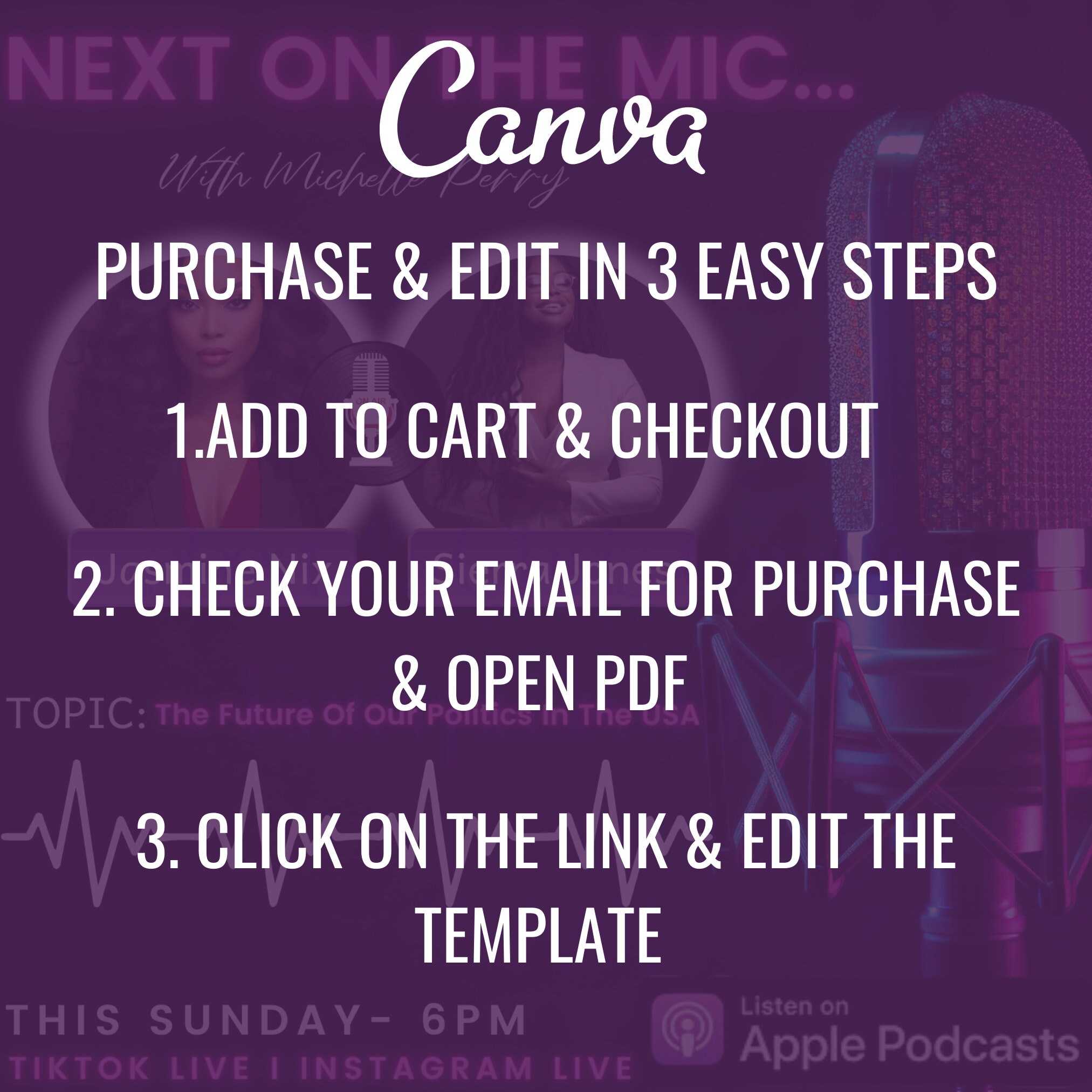 DIY Editable Purple Podcast Flyer, IG Purple Theme Podcast Flyer, Women ...