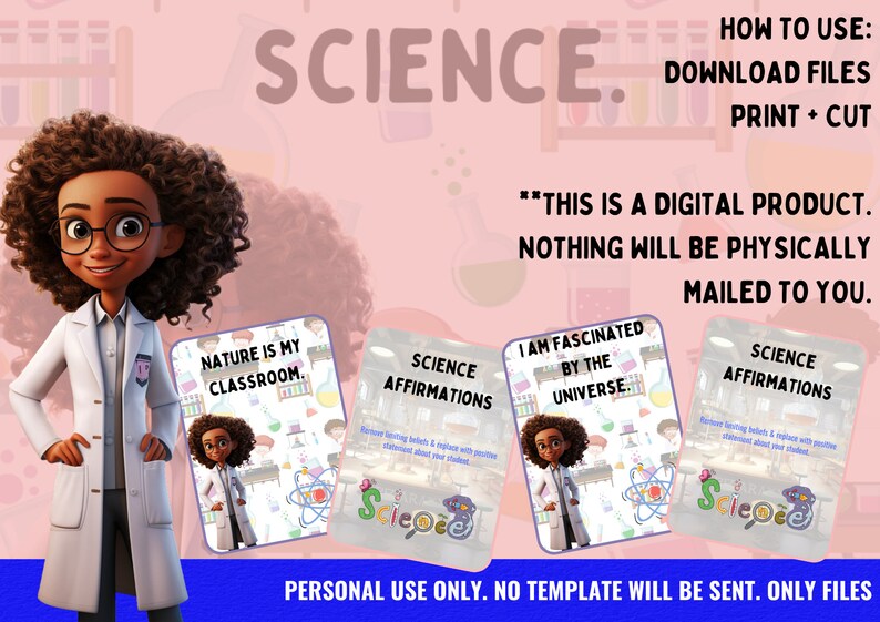 Science Character Cards, Science Affirmation Cards, Academic ...