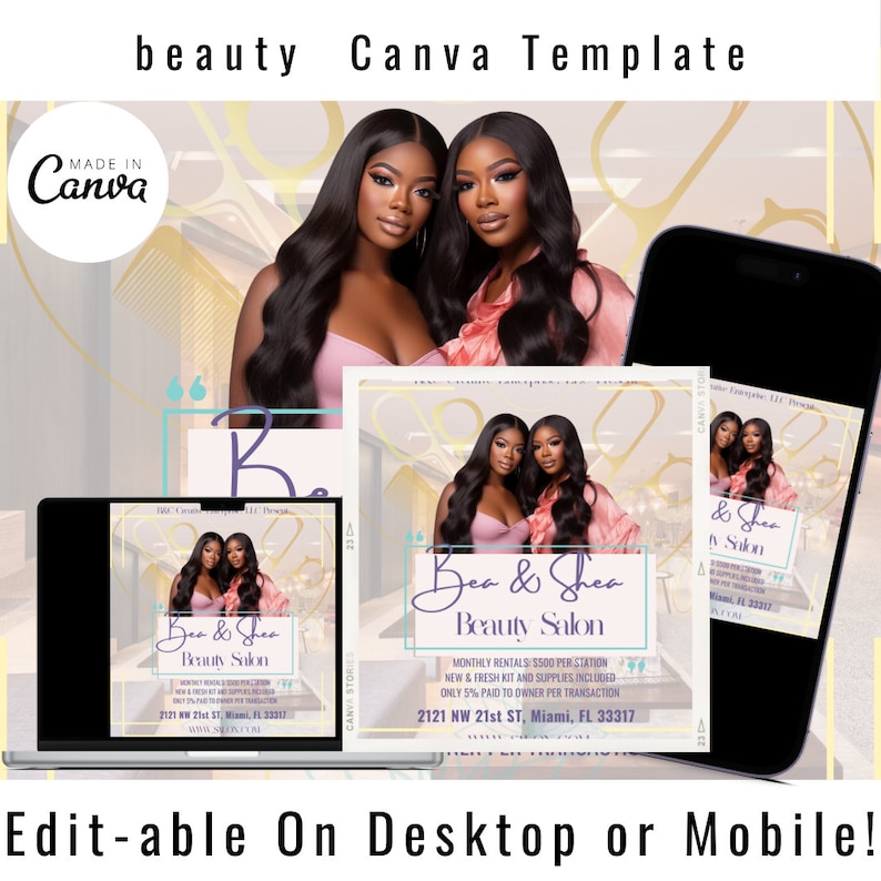 Hair Salon DIY IG Flyer, Hair Salon Canva Template, Hair Salon IG Ad ...