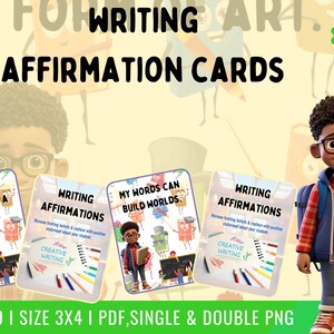 Writing Character Cards, Writing Affirmation Cards, Academic ...