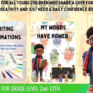 Writing Character Cards, Writing Affirmation Cards, Academic ...