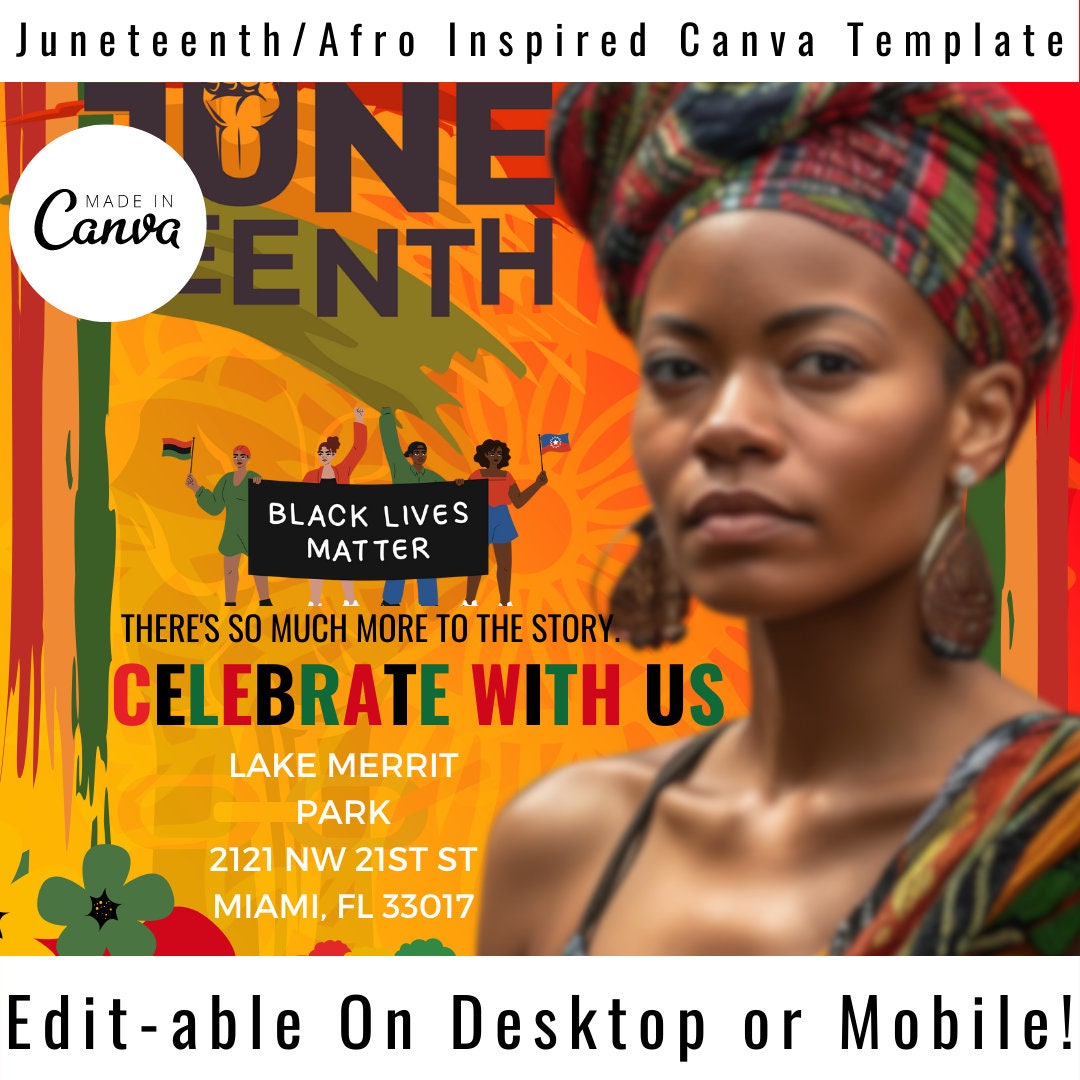 DIY Juneteenth Digital Flyer, Afro Inspired Digital Flyer, DIY BLM ...