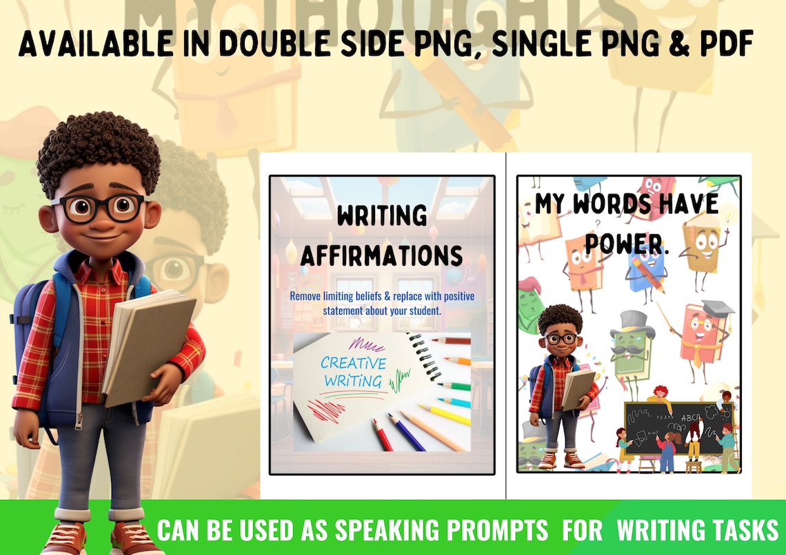 Writing Character Cards, Writing Affirmation Cards, Academic ...