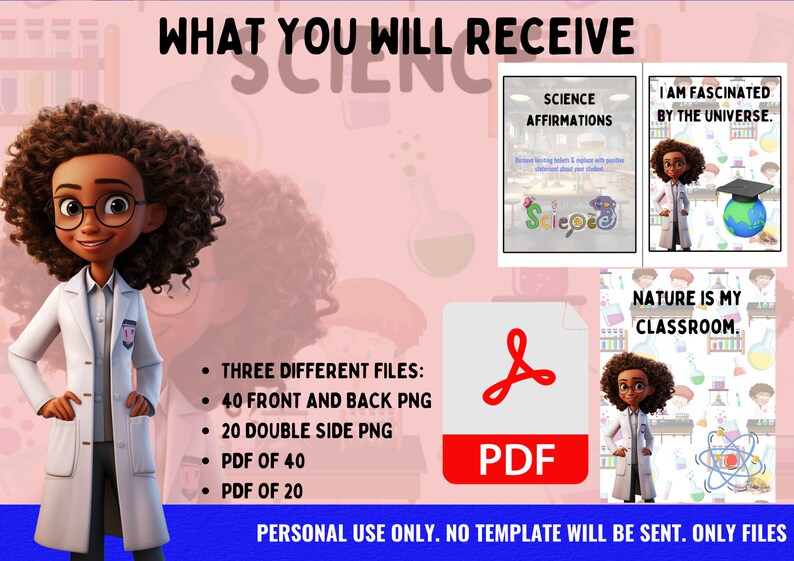 Science Character Cards, Science Affirmation Cards, Academic ...
