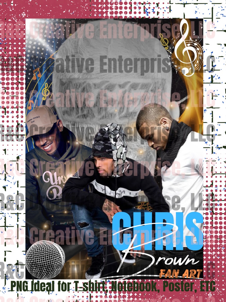 Chris Brown "breezy" Collage Fan Art Digital PNG File Custom Design ...
