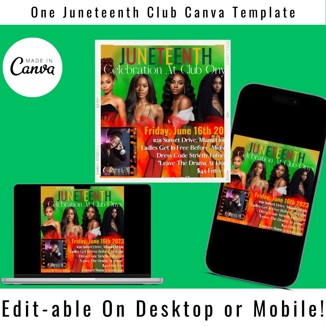 Juneteenth Club Flyer, Juneteenth Model Flyer, Juneteenth Events, - Etsy