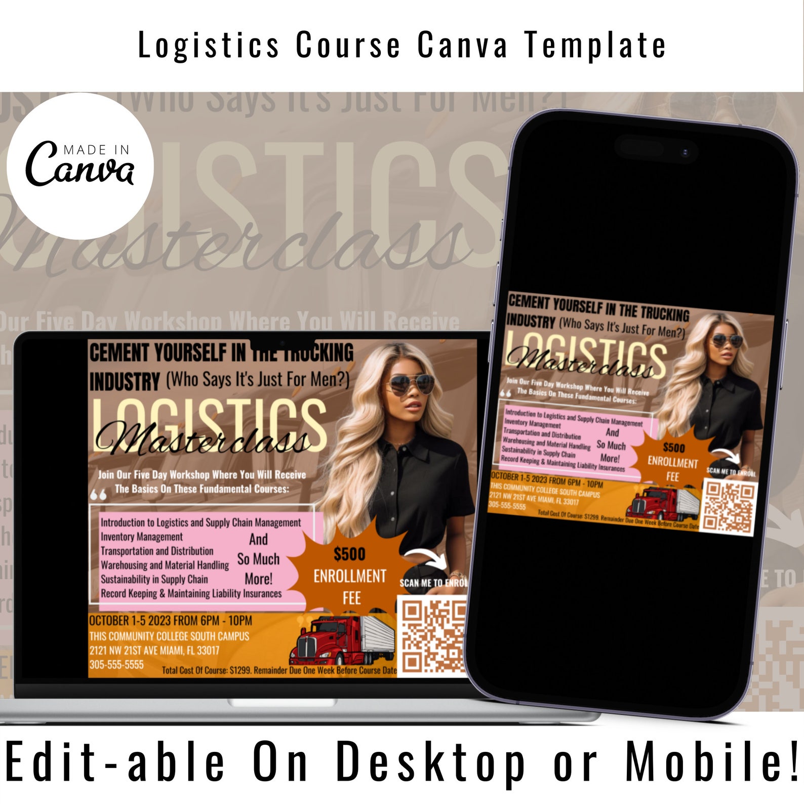 Logistics Digital Templates Business Canva Template, Truck Driver Canva ...