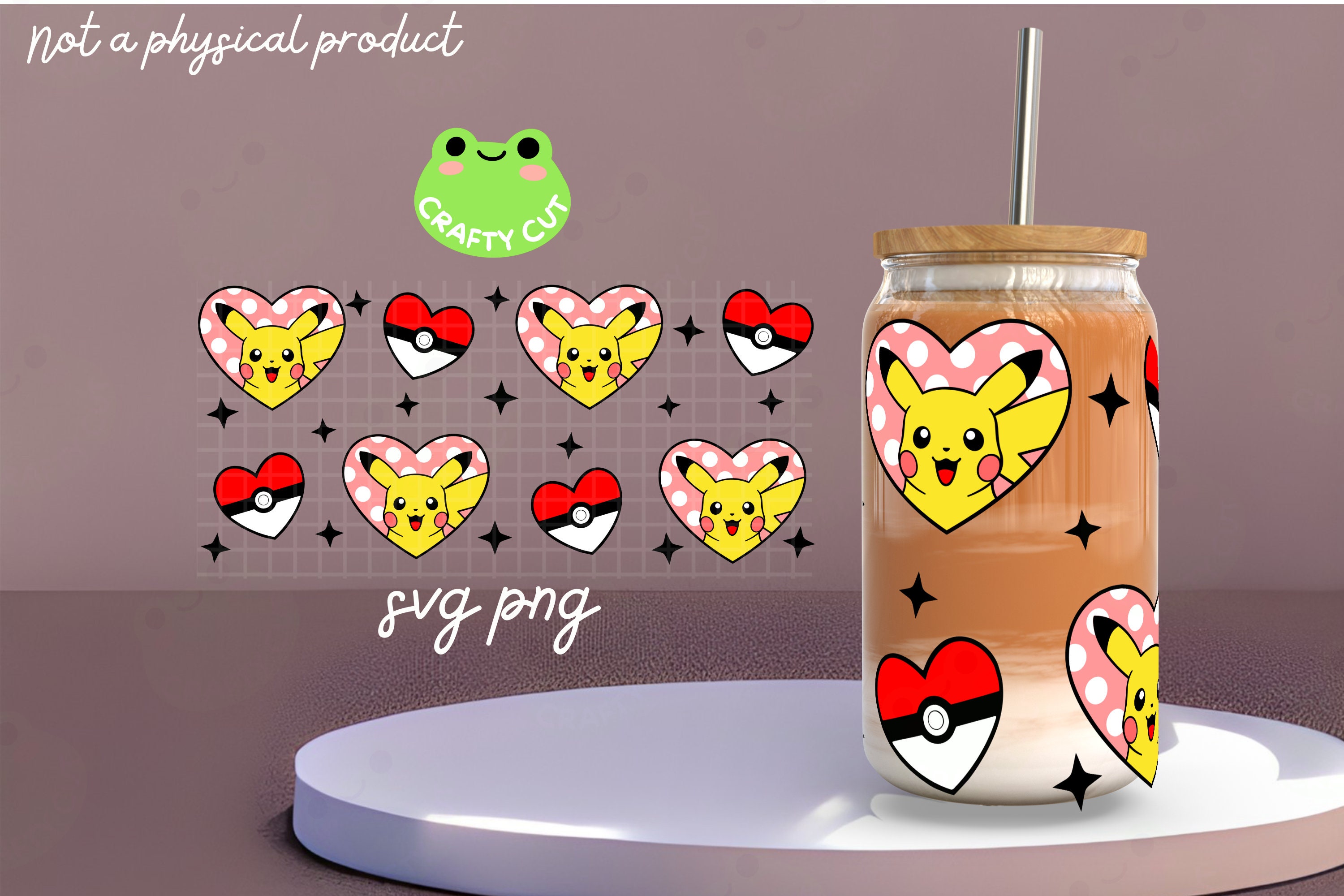 Yellow Poke Mon Hearts Valentines Libbey Wrap SVG, Png Instant Download ...