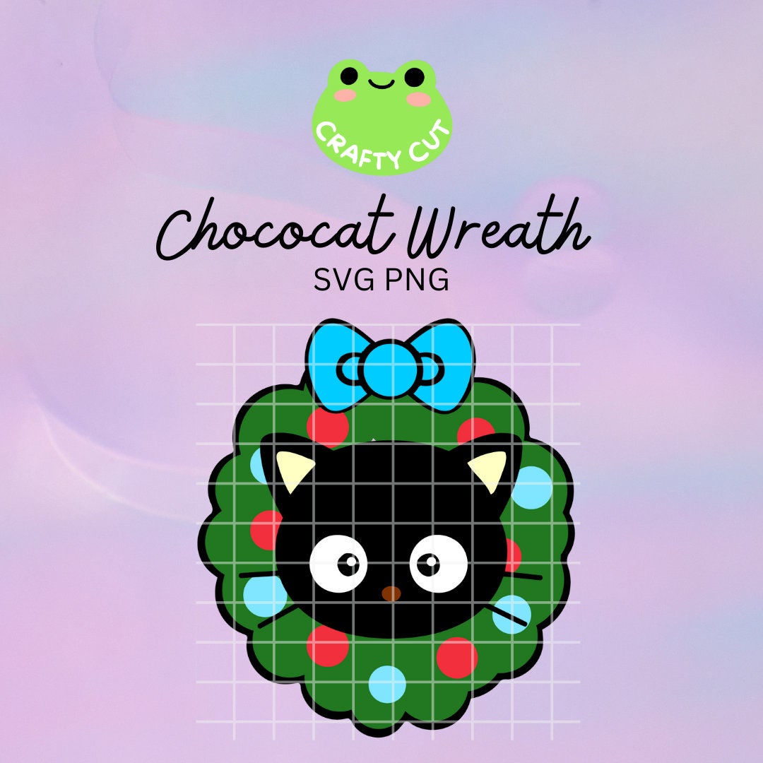 Cute Choco Cat Christmas Wreath SVG PNG Instant (Download Now) - Etsy