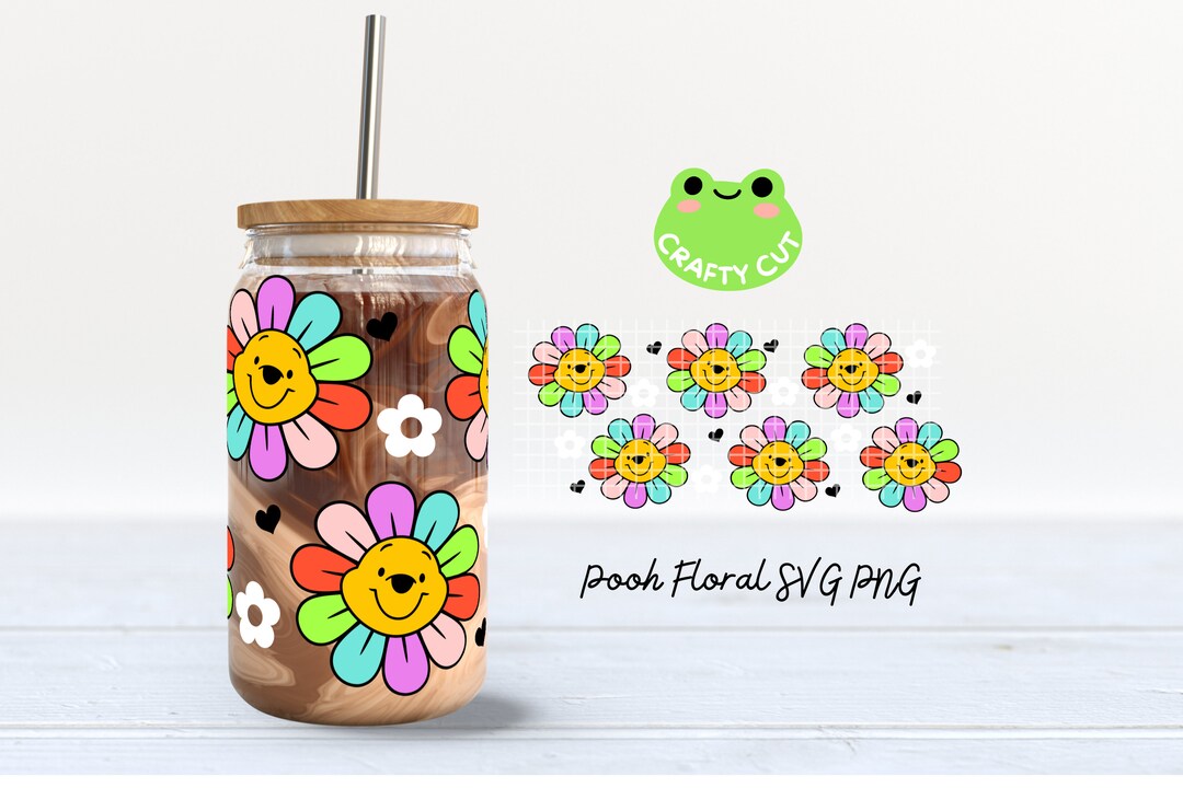 Floral Pooh Spring Libbey Wrap SVG, Png Instant Download SVG PNG File ...