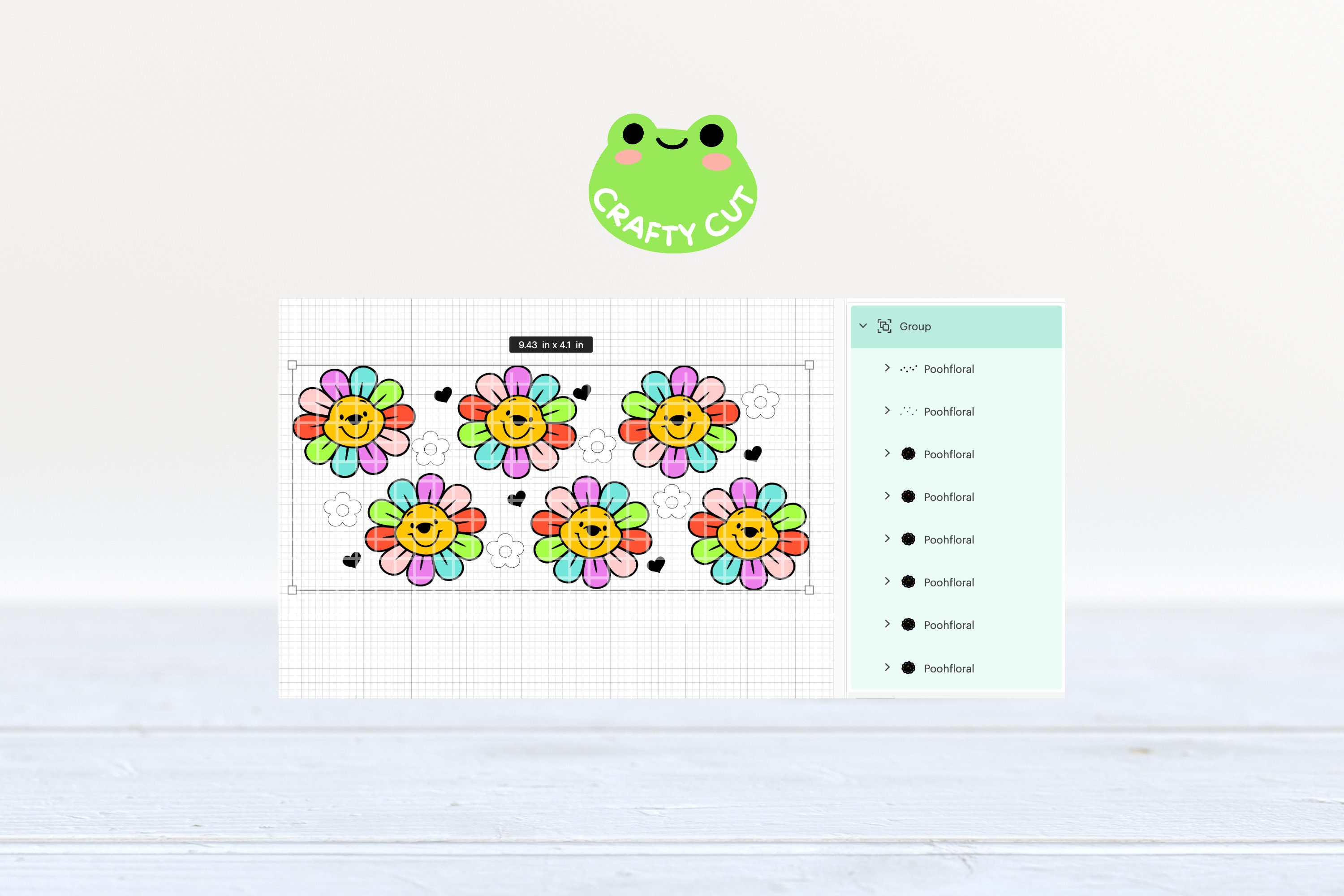 Floral Pooh Spring Libbey Wrap SVG, Png Instant Download SVG PNG File ...