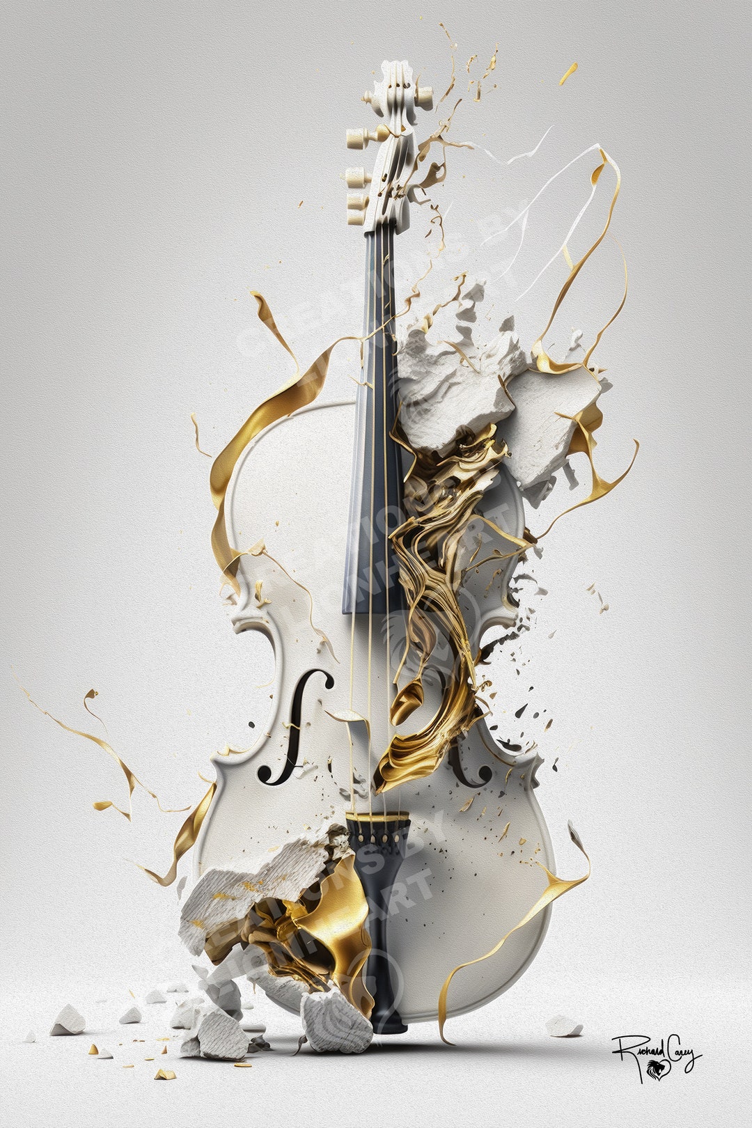 Explosion of Music: Violin Digital Artwork, Hi-res JPG File, Instant ...