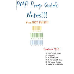 PMP Prep Quick Notes - Etsy