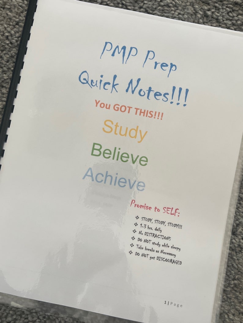 PMP Prep Quick Notes - Etsy