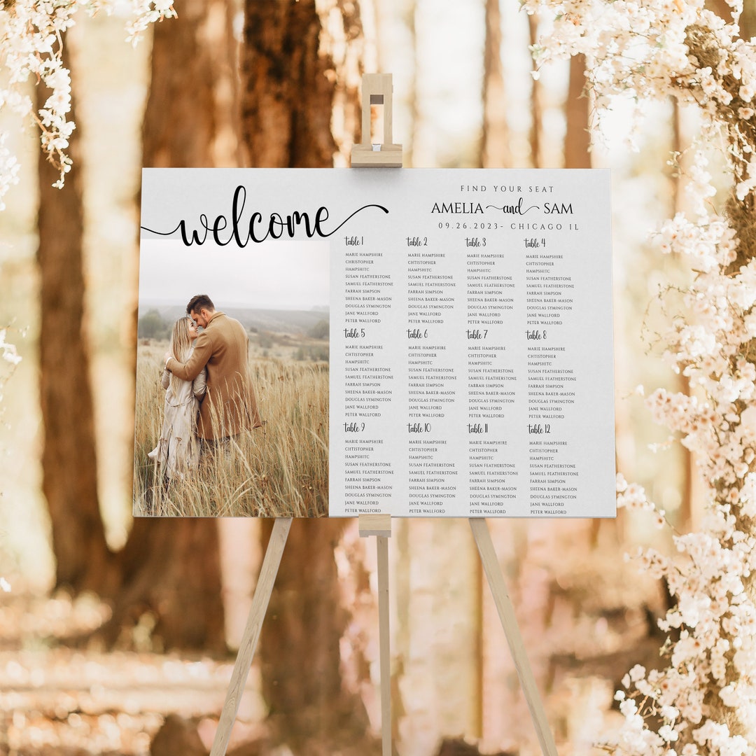 Wedding Seating Chart With Photo, Seating Chart Sign Printable, Wedding ...