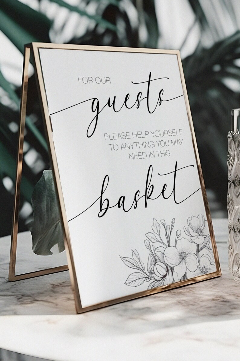 Wedding Bathroom Toiletries Sign 8x10, Wedding Guest Basket Sign 5x7 ...