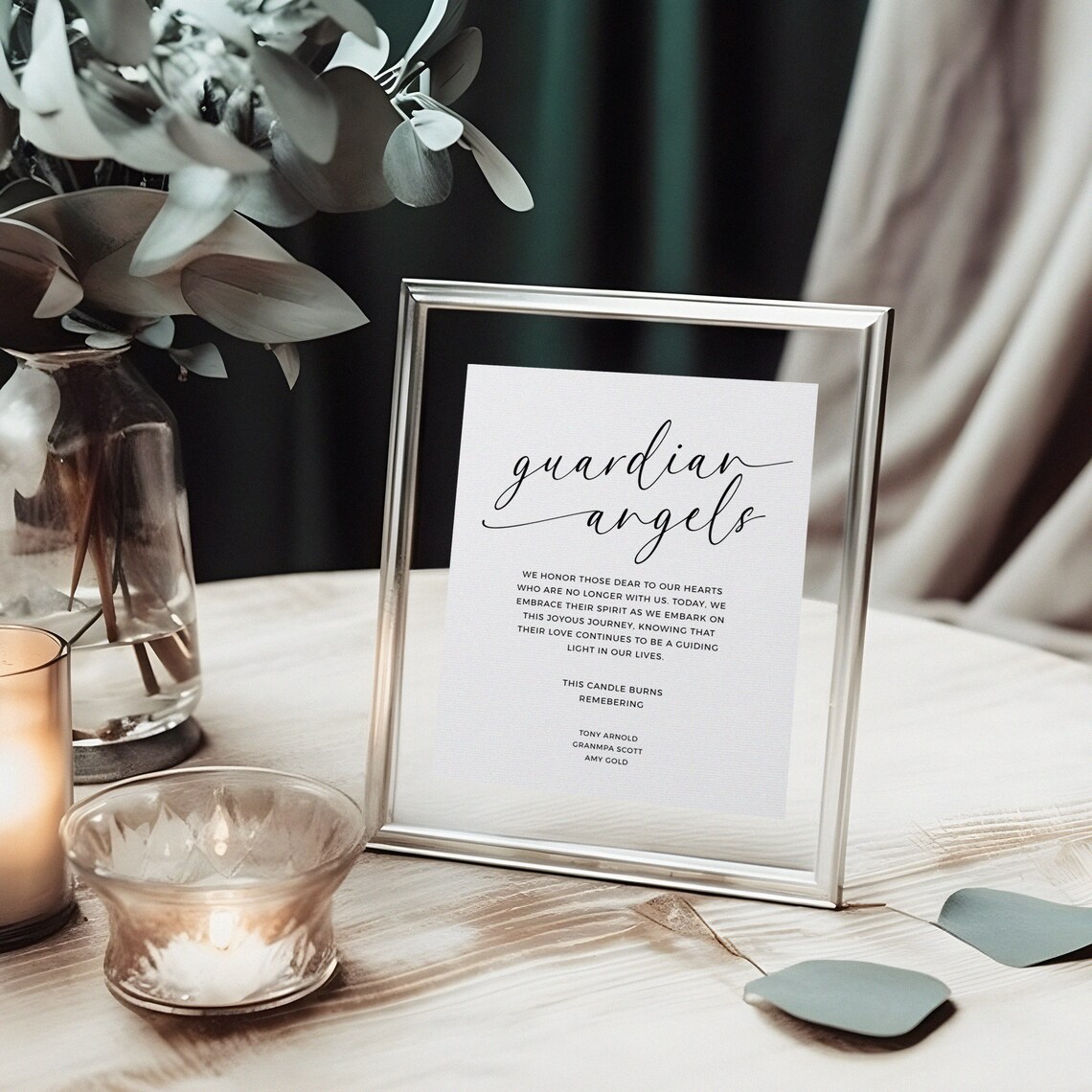 Printable Guardian Angels Sign, in Loving Memory Wedding Sign, Simple ...