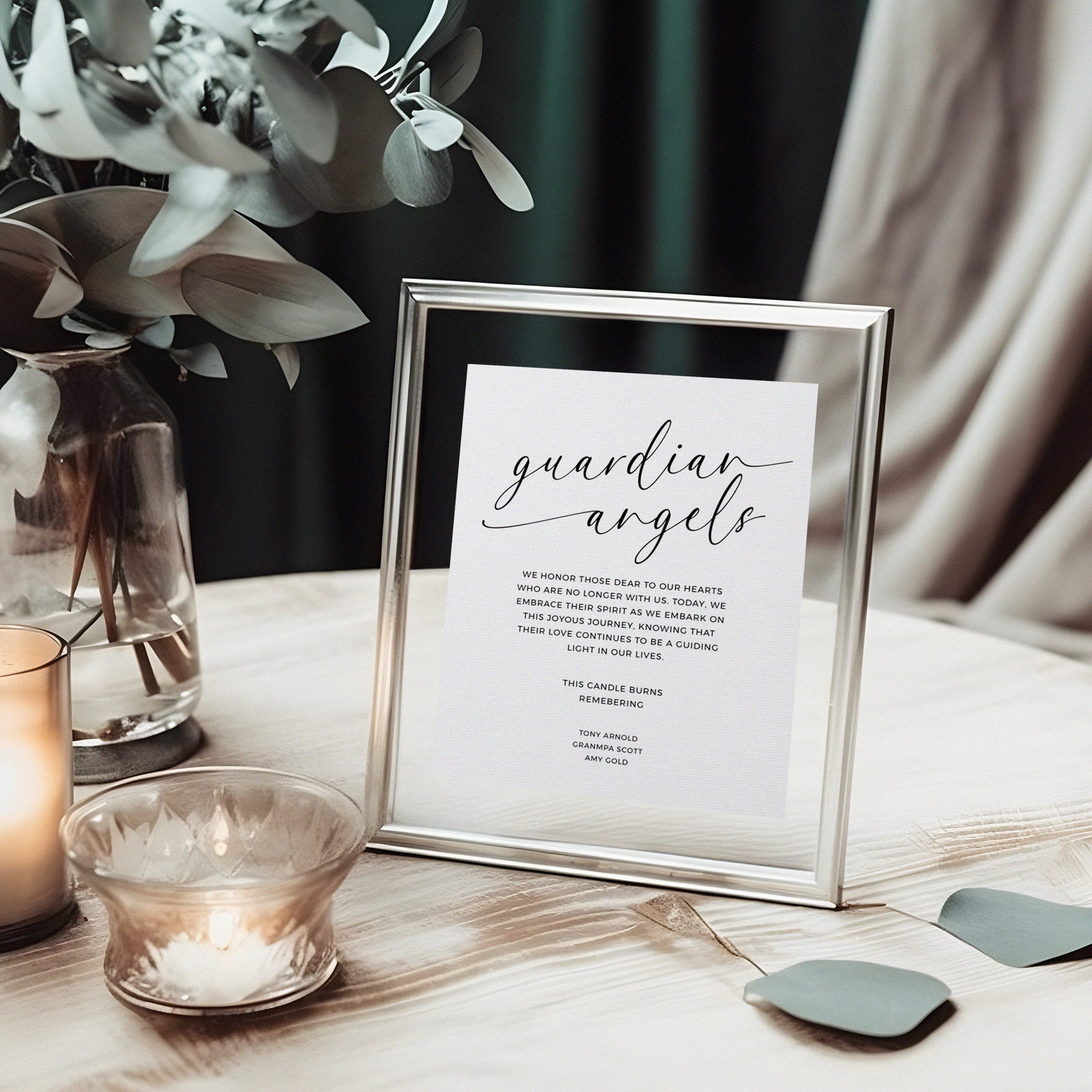 Printable Guardian Angels Sign, in Loving Memory Wedding Sign, Simple ...
