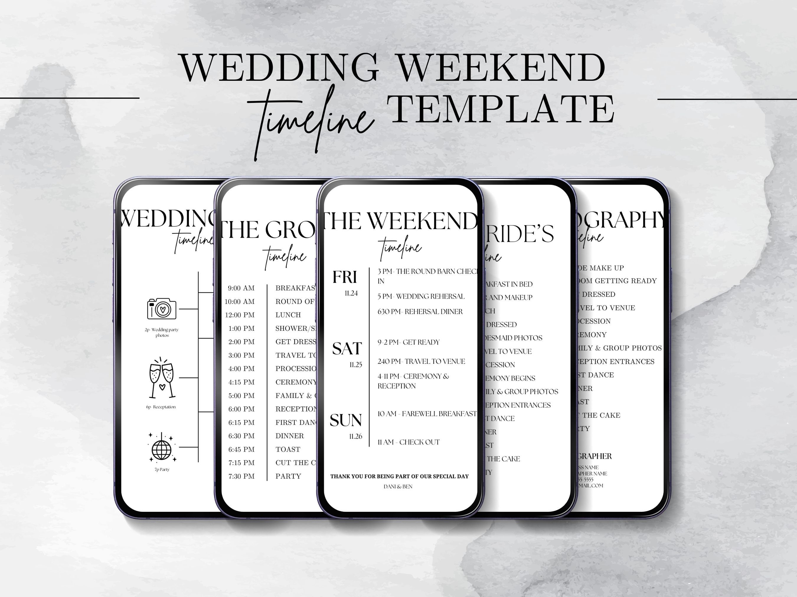 Wedding Timeline Template, Mobile Wedding Itinerary, Digital Canva ...