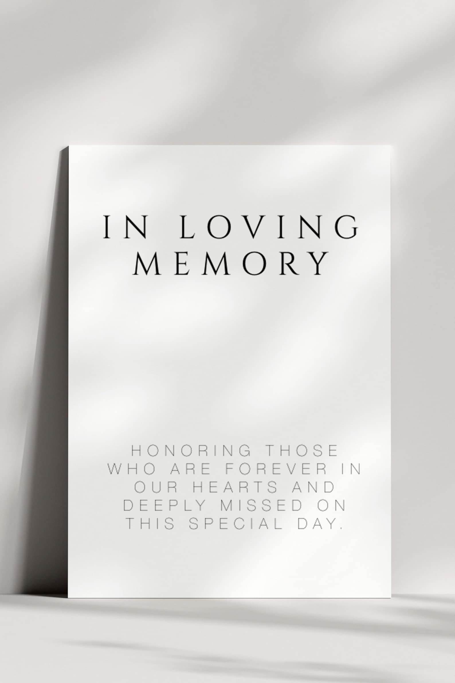 In Loving Memory Sign Template 8x10, Loving Memory Sign 5x7, Memorial ...