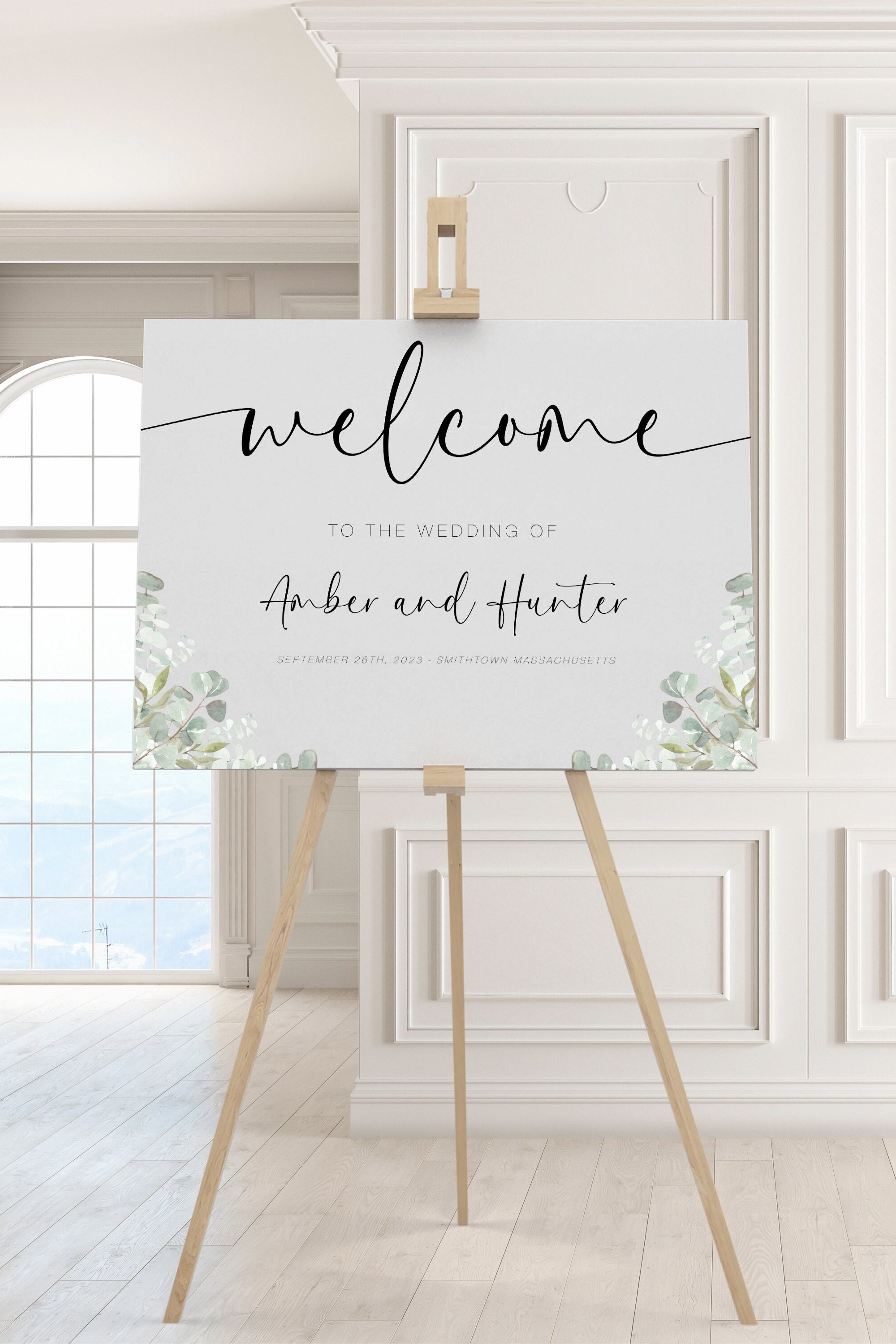 Editable Wedding Welcome Sign Template, Eucalyptus Welcome Board ...
