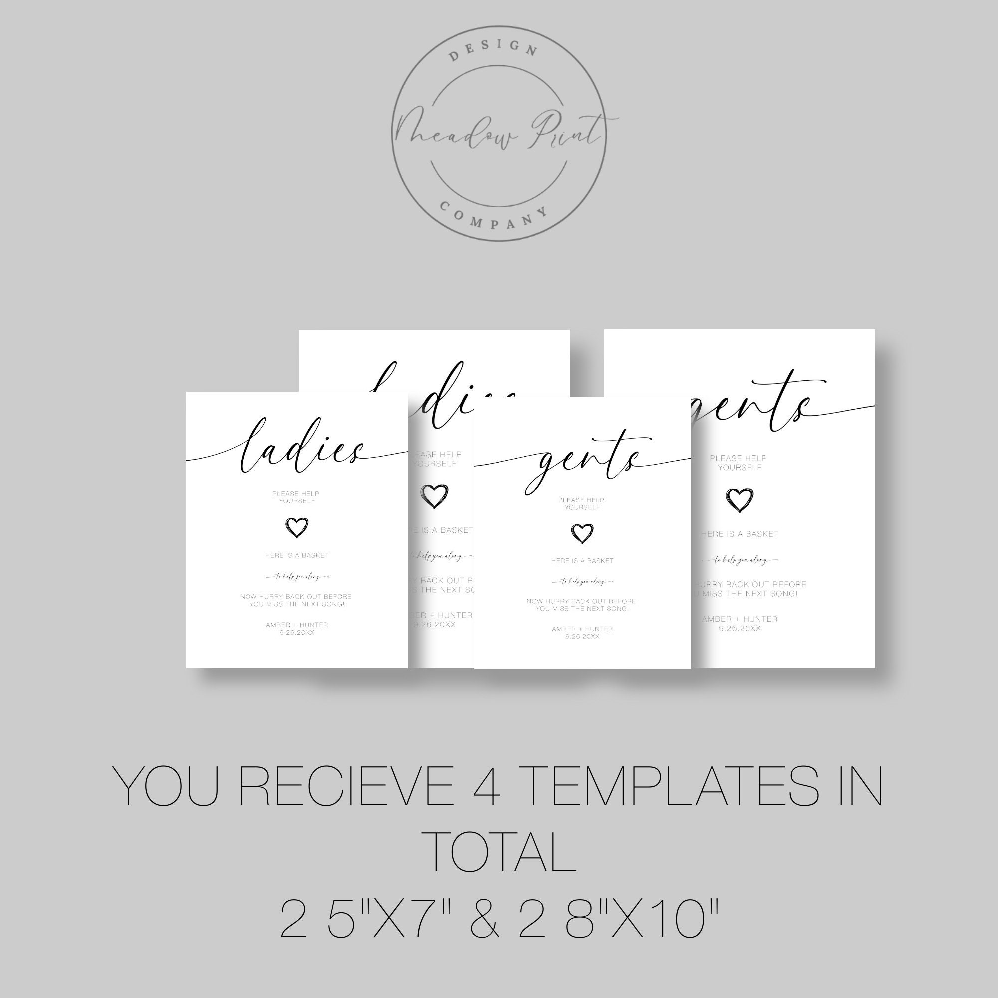 Wedding Bathroom Toiletries Sign, Wedding Ladies Gents Basket Sign ...