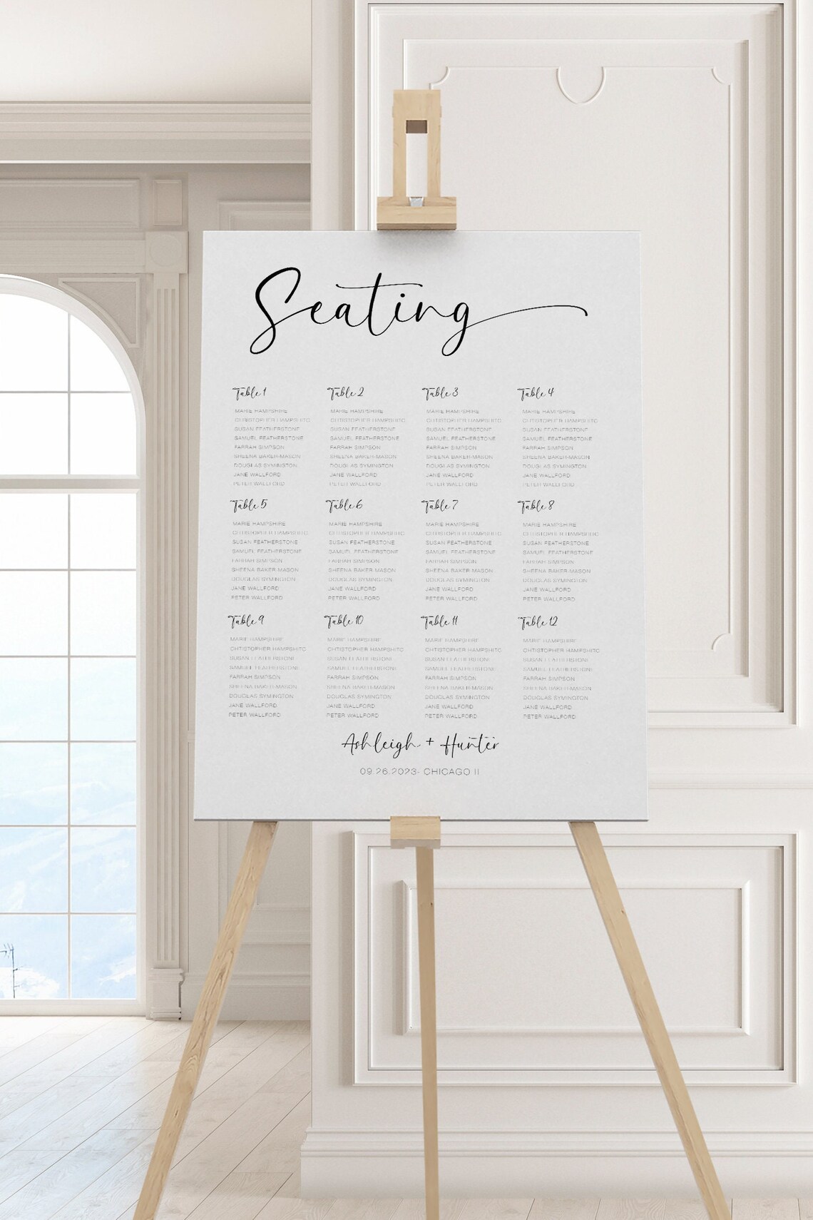 Wedding Seating Chart Template INSTANT DOWNLOAD Elegant Wedding Seating ...