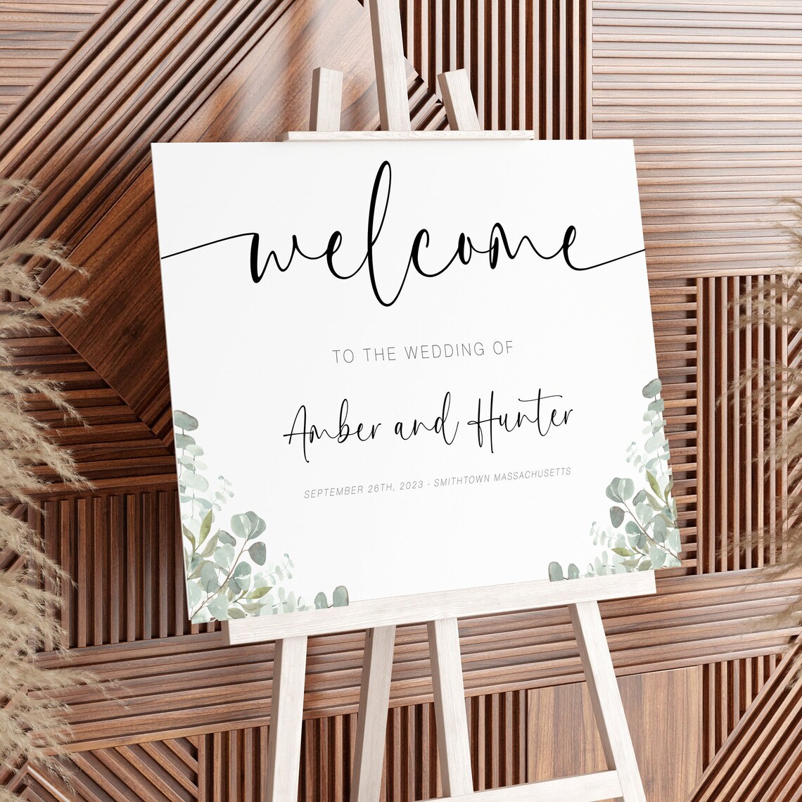 Editable Wedding Welcome Sign Template, Eucalyptus Welcome Board ...