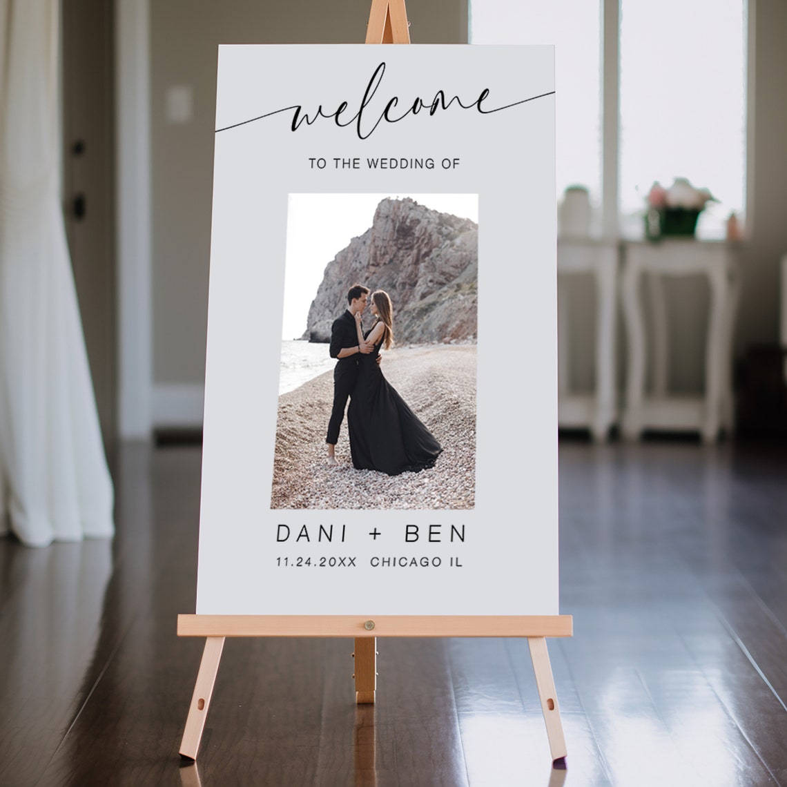 Wedding Welcome Sign Template, Welcome Sign With Photo, Elegant Wedding ...
