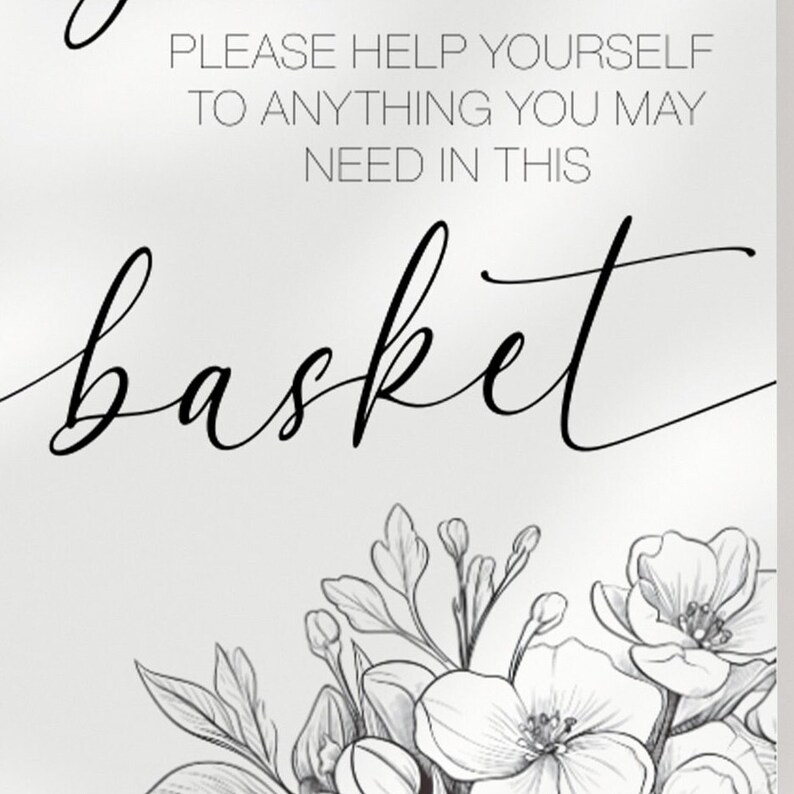 Wedding Bathroom Toiletries Sign 8x10, Wedding Guest Basket Sign 5x7 ...