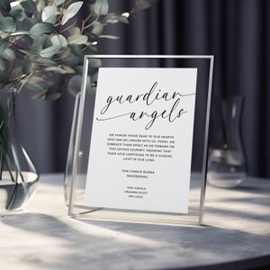 Printable Guardian Angels Sign, in Loving Memory Wedding Sign, Simple ...