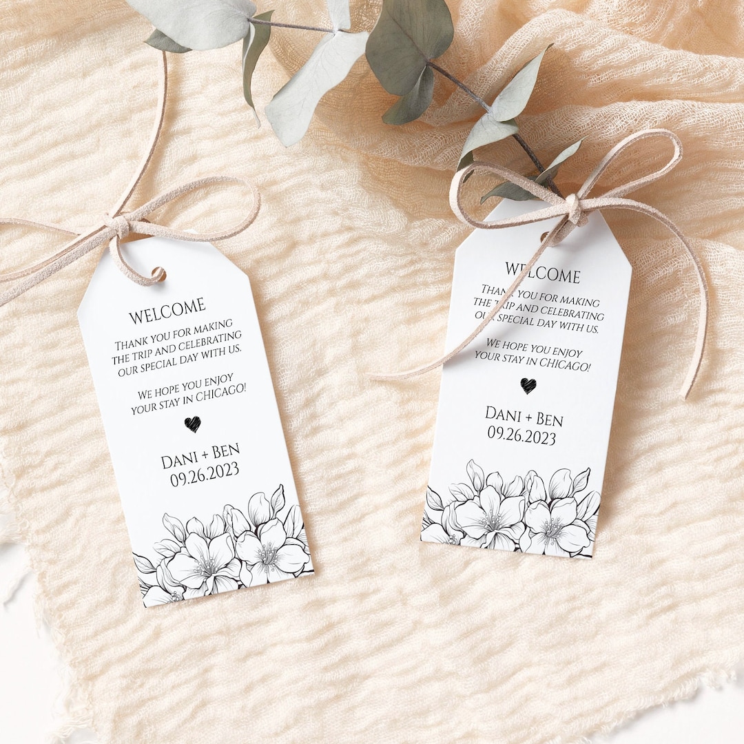 Wedding Welcome Bag Tags, Hang Tag Template, Instant Download ...