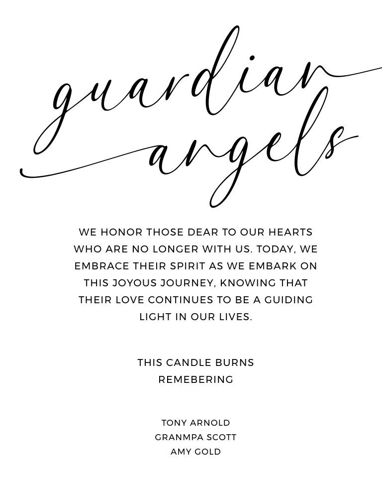 Printable Guardian Angels Sign, in Loving Memory Wedding Sign, Simple ...