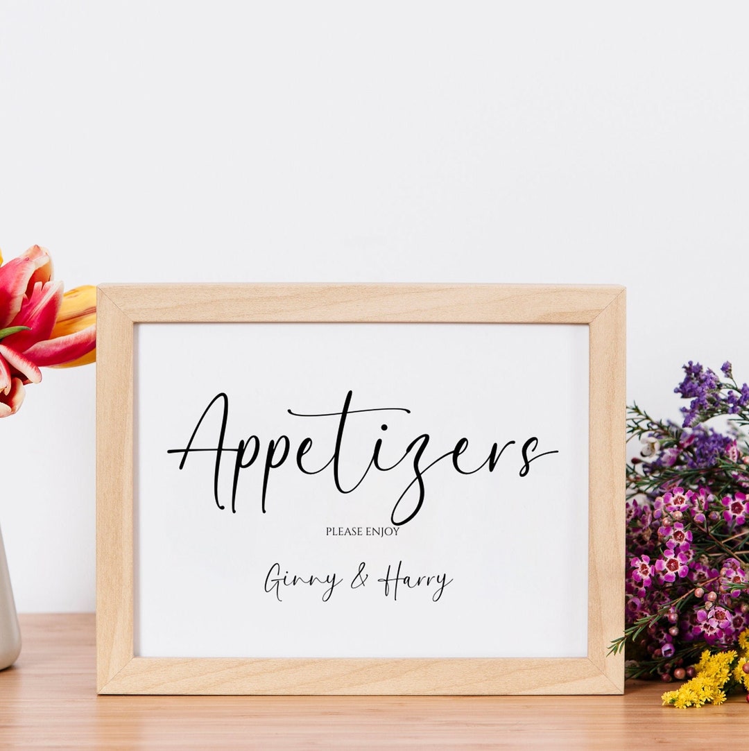 Minimalist Appetizer Sign, Modern Wedding Signage, Bridal Shower Signs ...