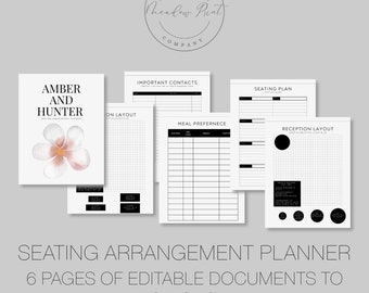 Editable Wedding Seating Chart Planner, Printable Seating Plan, Seating ...