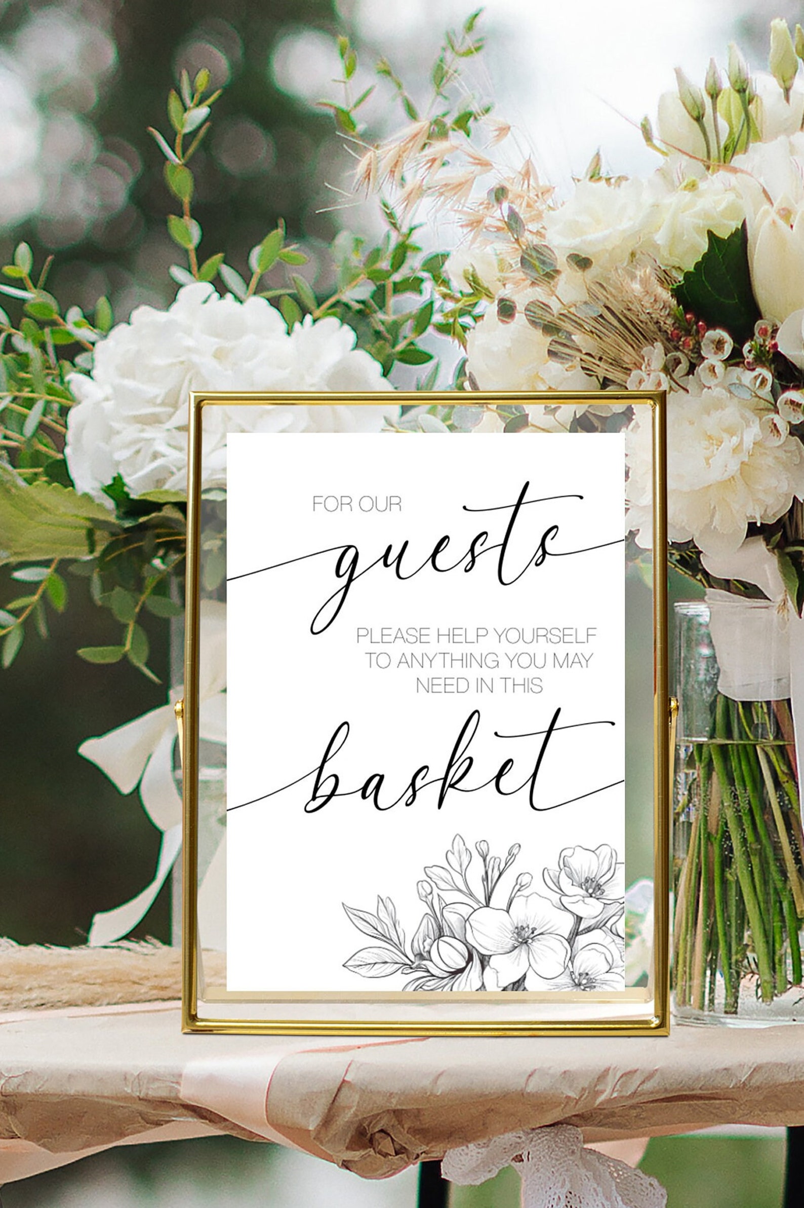 Wedding Bathroom Toiletries Sign 8x10, Wedding Guest Basket Sign 5x7 ...