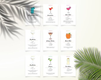 Cocktail Recipe Card Template, Editable Modern Drink Recipe Card ...