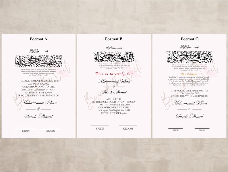 CUSTOM A4 MARRIAGE Certificate NIKAH Nama Nikkah Certificate Design ...