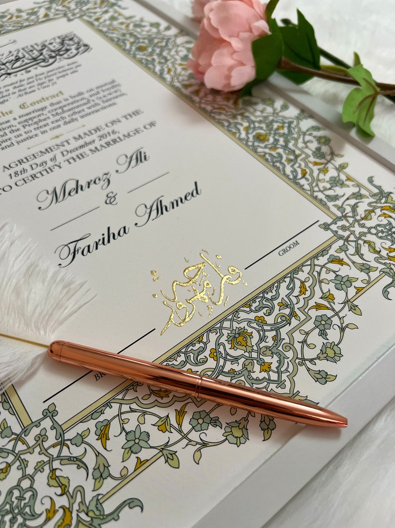 NIKKAH Contract A3 LUXURY Marriage CERTIFICATE Customized Nikkah ...