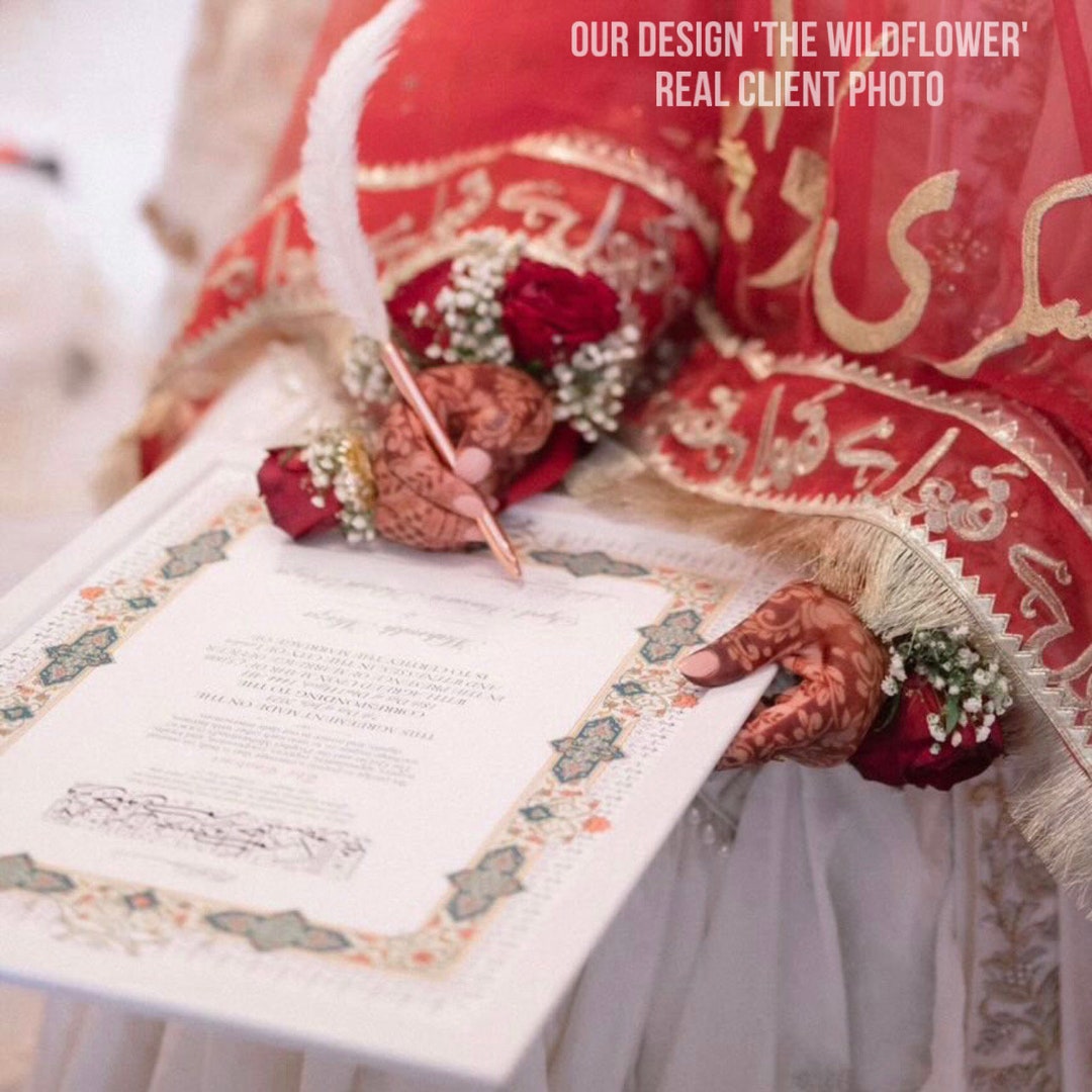 MARRIAGE Certificate A4 Nikah NAMA WEDDING Contract Nikkah Contract ...