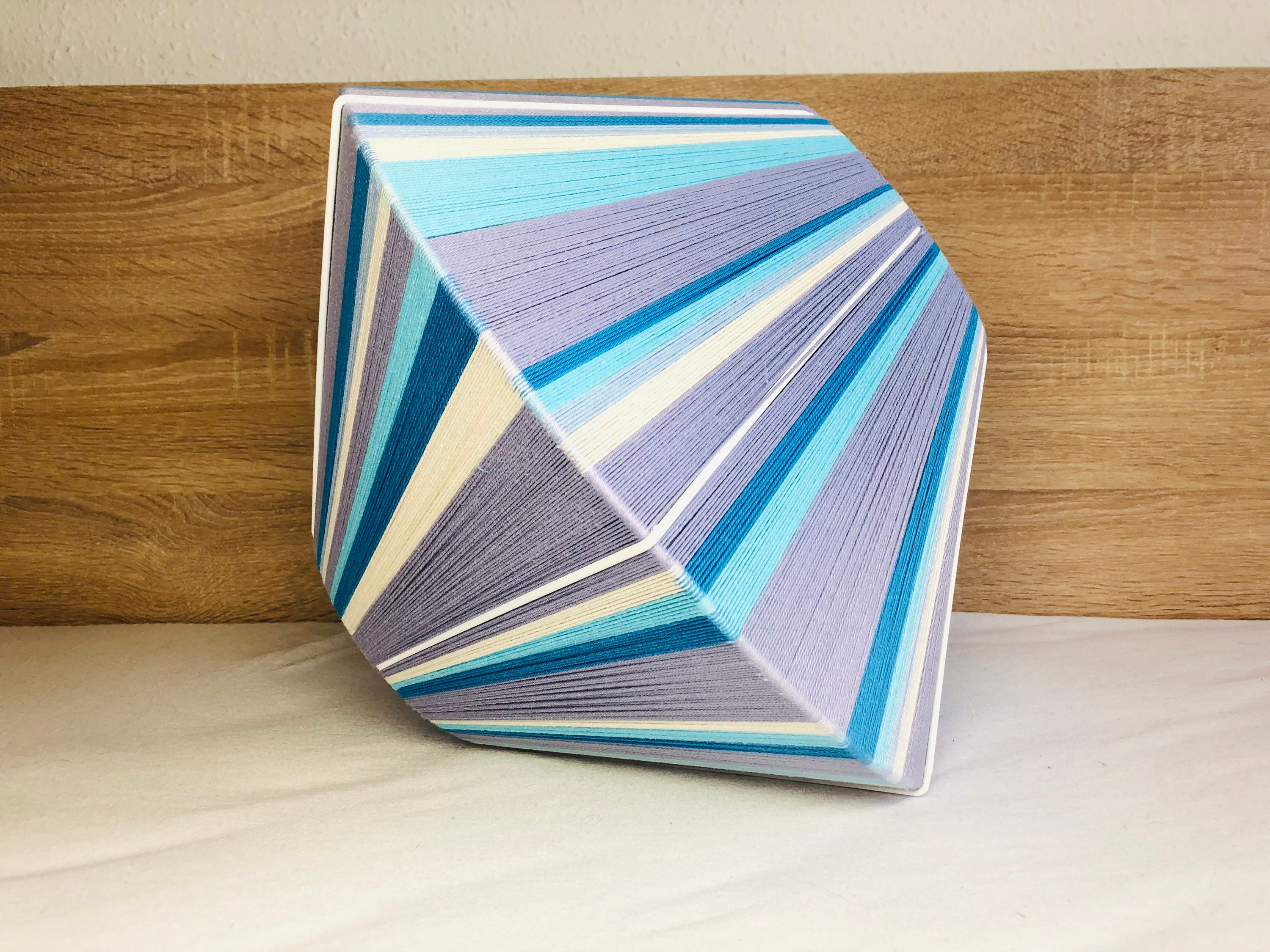 Handwoven Yarn Lampshade, Blue and White Bonbon Lamp, Minimalist UFO ...