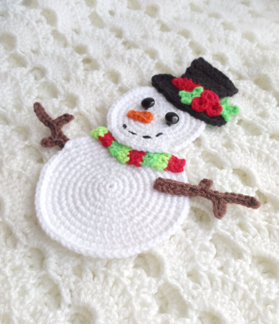 PATTERN Snowman Applique Crochet Pattern PDF Crochet Christmas Holiday ...