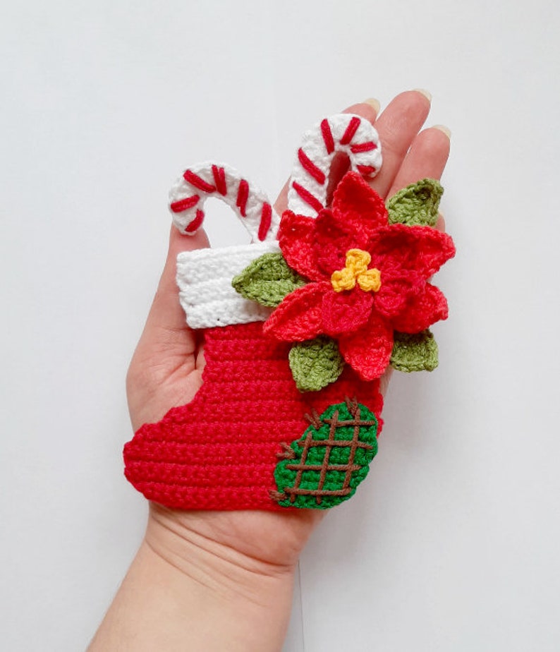 PATTERN Christmas Sock Applique Crochet Pattern PDF Crochet Christmas ...