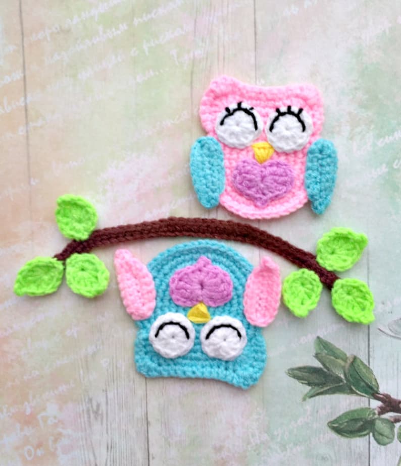PATTERN Loving Owls Applique Crochet Pattern PDF Owl Crochet Applique ...