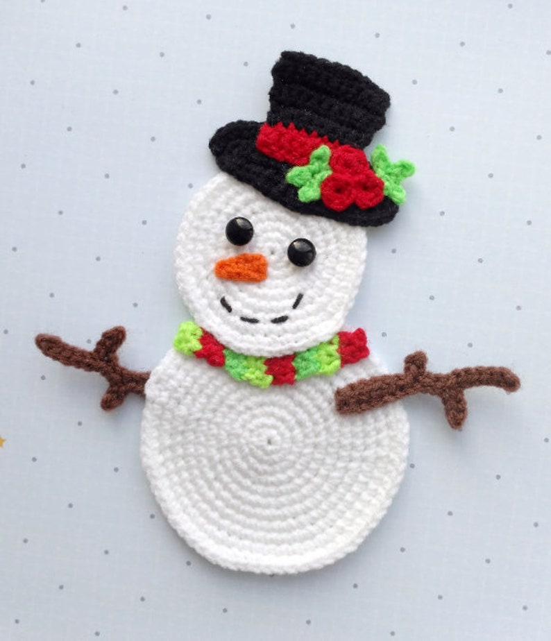 PATTERN Snowman Applique Crochet Pattern PDF Crochet Christmas Holiday ...