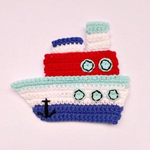 PATTERN Ship Applique Crochet Pattern PDF Boat Crochet Applique Sea ...