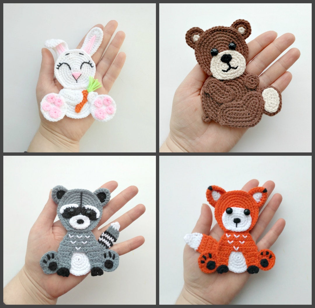 PATTERN Woodland Animal Applique Crochet Patterns PDF Rabbit Bear ...