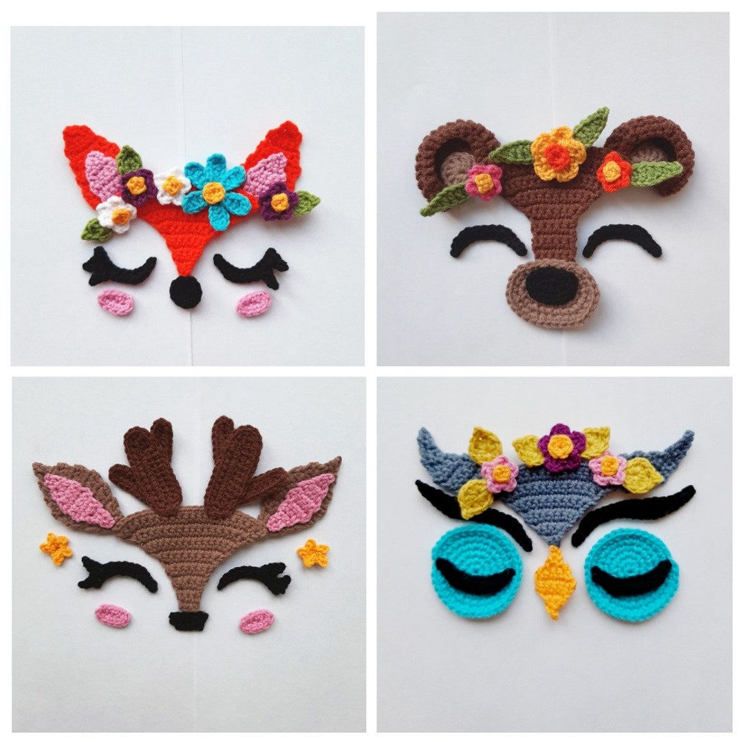 PATTERN Woodland Animals Applique Crochet Patterns PDF Deer Bear Owl ...