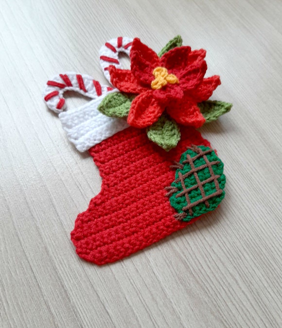 PATTERN Christmas Sock Applique Crochet Pattern PDF Crochet - Etsy