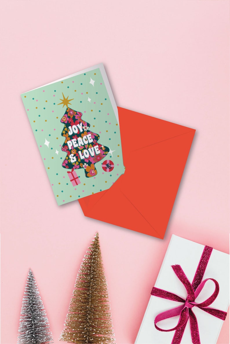 Set of Retro Christmas Cards, Groovy 70s Style,disco,baubles,tree ...